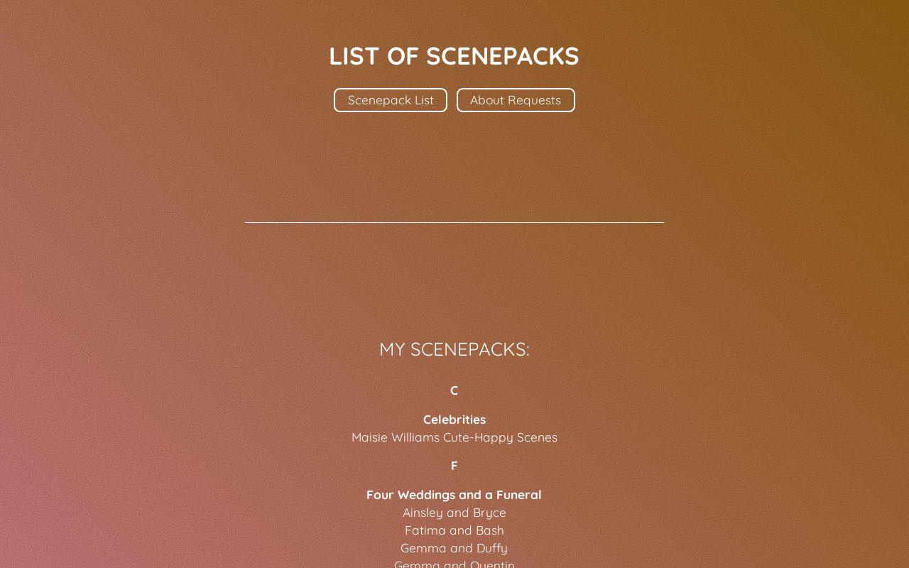 list of scenepacks